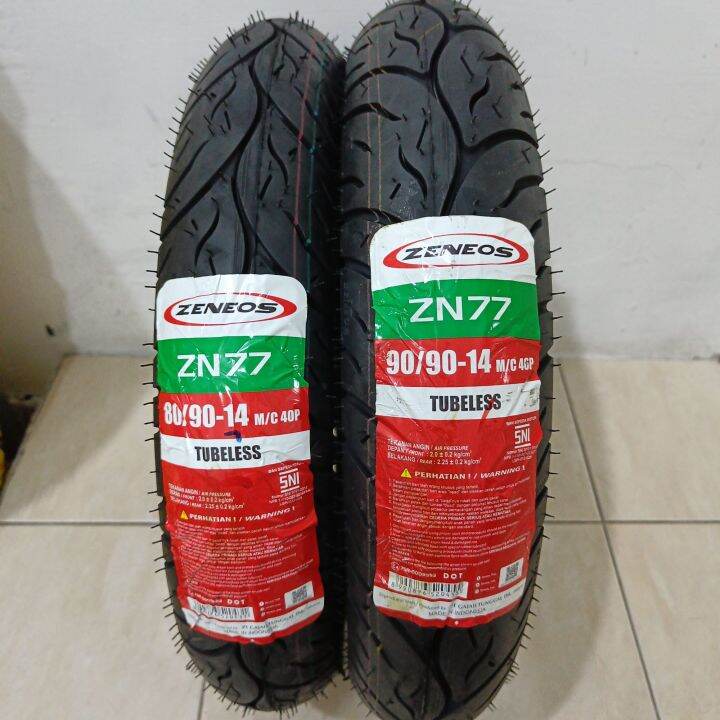 BAN LUAR TUBELESS 80/90 & 90/90 ring 14 ZENEOS + PENTIL TUBELESS ...