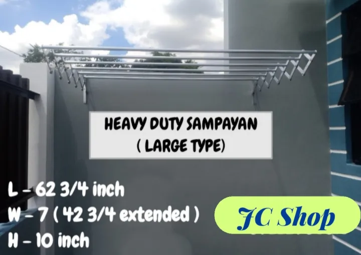 Wall Mounted Sampayan Retractable 6-Pole (Heavy Duty ) Large Type (1.5 ...