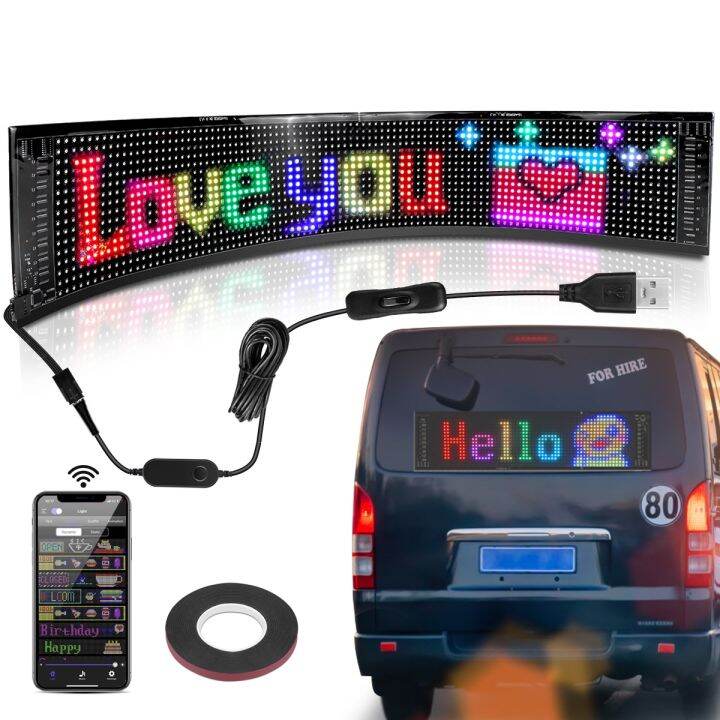5V USB Bluetooth APP RGB LED Pixels Matrix Panel Flexible Screen Car ...