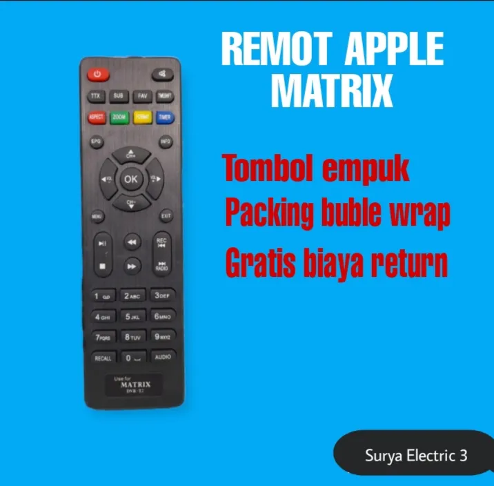 REMOTE MATRIX MERAH REMOT STB SET TOP BOX DVT2 APPLE MATRIX MERAH SET ...