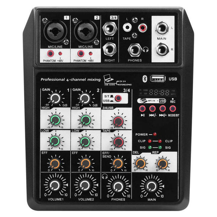 Mixer Audio Portable Mixing Console 4 Channels Bluetooth Soundcard USB ...