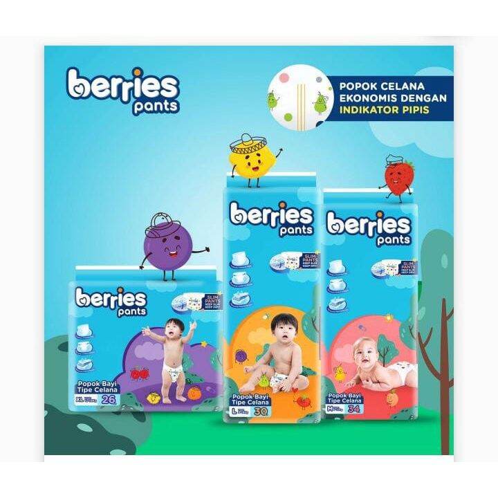 POPOK BAYI BABY DIAPERS DIAPER BERRIES PANTS / TIPE CELANA M34 / L30 ...