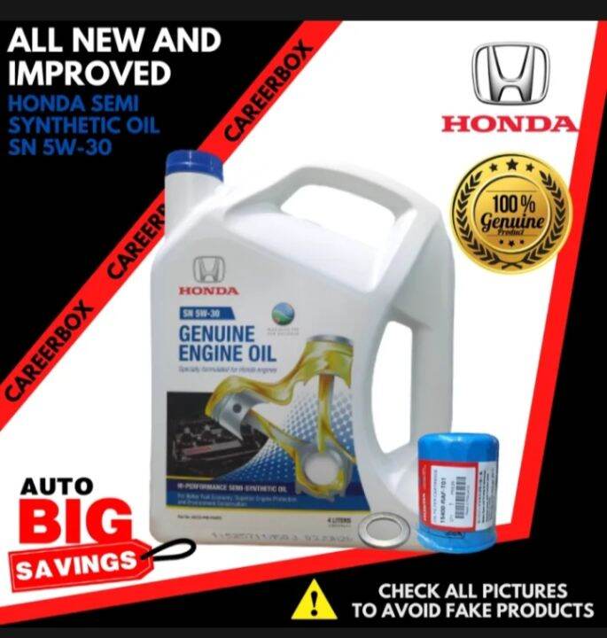 HONDA Genuine Semi - Synthetic Engine Oil SN 5W-30 (4Liters/1 gallon ...