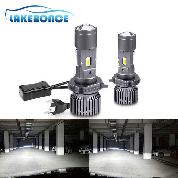 2pcs H4 Mini LED Projector Lens Hi-Lo Beam Bulb Headlight Bulb Retrofit ...