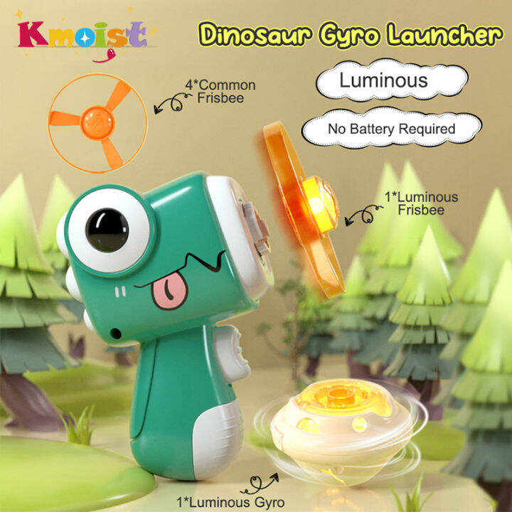 Kmoist จานหมุนลูกบอลไฟห้อยประดับไดโนเสาร์2อิน1จานบินแมลงปอไม้ไผ่แบบไจโรจานบินเครื่องยิงการปล่อย ...