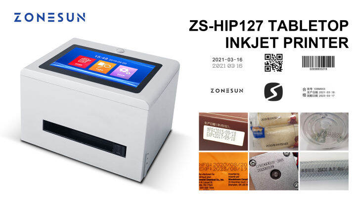 ZONESUN Tabletop Inkjet Printer ZS-TIP127 Portable 12.7mm QR Barcode ...