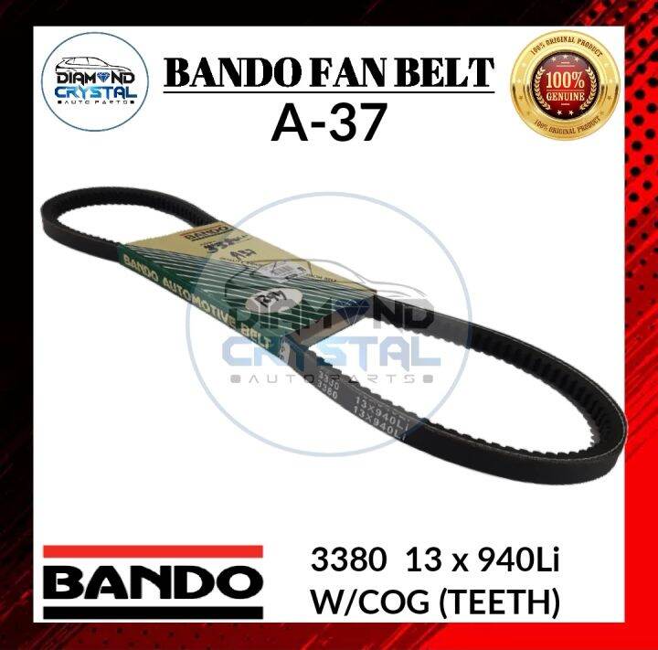 BANDO FAN BELT A-37 3380 13 X 940Li WITH COG (TEETH) "BANDO ORIGINAL ...