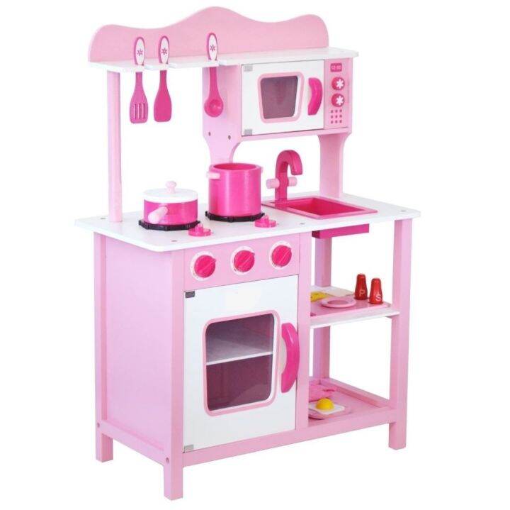 Wooden Pink kitchen toy set Life size Cooking set | Lazada PH