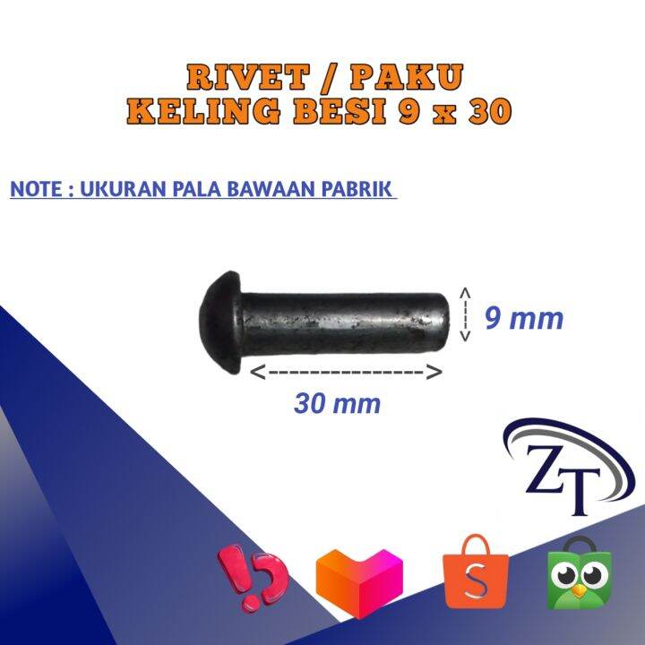 Rivet Paku Keling Besi DIAMETER 9 x 30 mm Keling Besi Ketok | Lazada ...