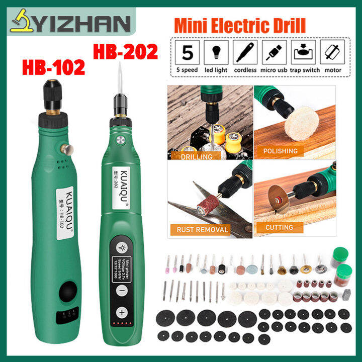 เครื่องบดไร้สายมินิไฟฟ้าเจาะ USB ชาร์จเครื่องบดความเร็วตัวแปรแกะสลักปากกาเครื่องมือโรตารี่ชุด ...