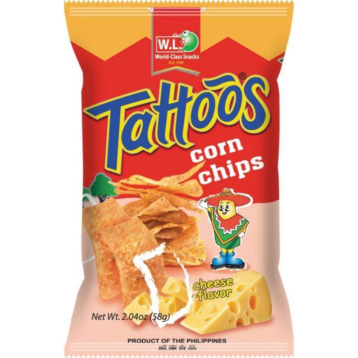 TATTOOS CORN CHIPS CHEESE FLAVORED - 55g - Exp. Date: Feb 4, 2024 ...