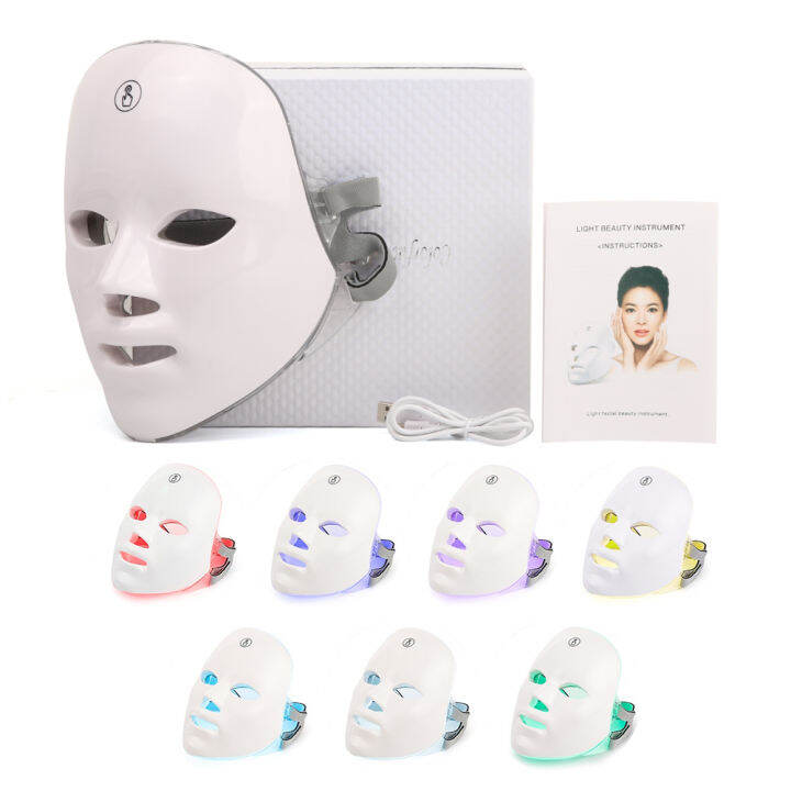 USB Charge 7 Colors LED Facial Mask Photon Therapy Skin Rejuvenation ...