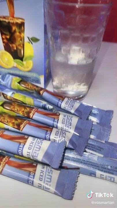 ROSMAR LEMON ICED TEA FIBER DETOX SLIMMING AND WHITENING 21G 10 SACHETS ...