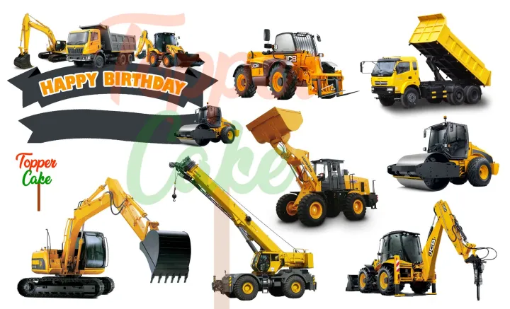 Topper Cake Mobil Konstruksi Excavator gratis tambah nama/ Ingin COD ...