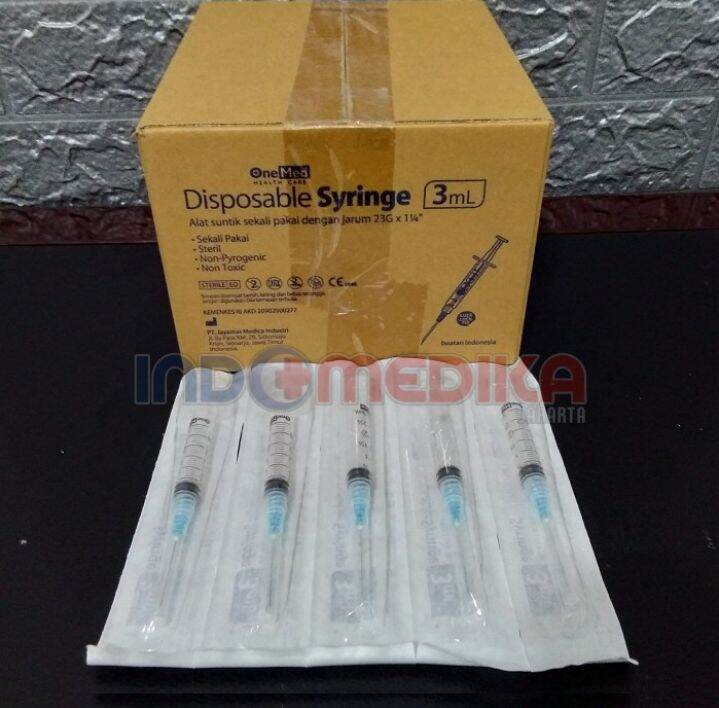 Syringe 3ml onemed - Jarum suntik 3cc - Disposable 3cc (1 box :100pc ...
