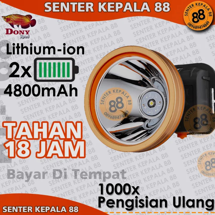 Senter Kepala DONY LED 10W 10 watt KL-168 KL168 KL 168 MANTAP ! Cas Ulang Super Terang Jarak ...