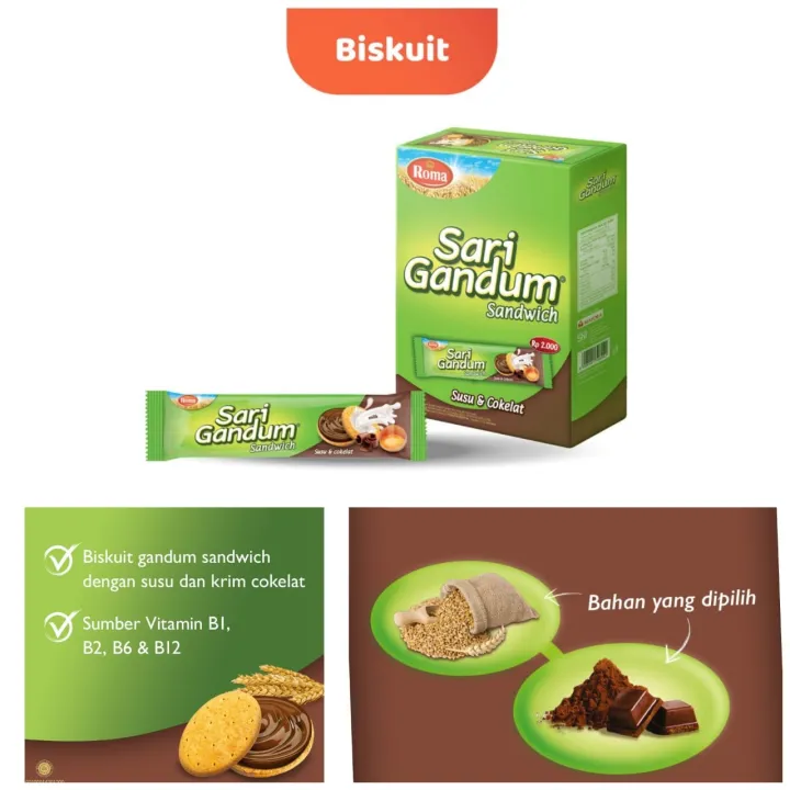 Biskuit Roma sari gandum sandwich ( 12pcs X 38.5g) | Lazada Indonesia