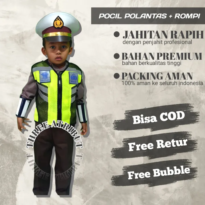 BAJU POLISI ANAK POLANTAS PAKAI ROMPI SERAGAM PROFESI PAKET LENGKAP ...