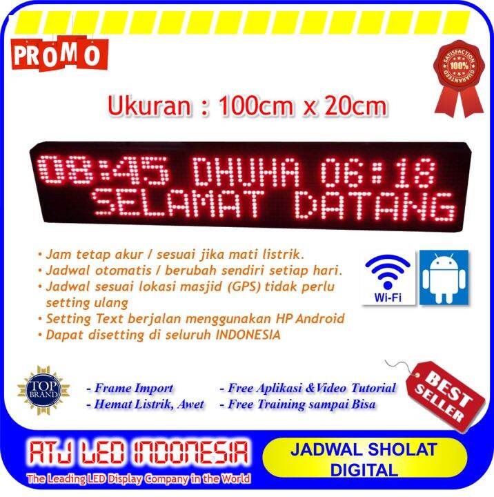 Jam sholat LED jadwal sholat digital jam masjid musholla alarm adzan ...