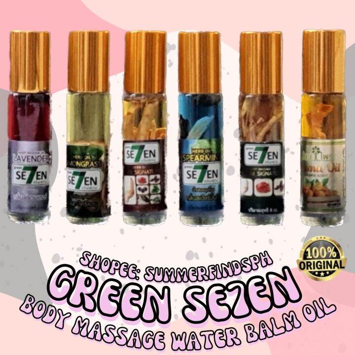 GREEN SEVEN BODY MASSAGE HERBAL WATER BALM OIL 8ml MADE IN THAILAND ...
