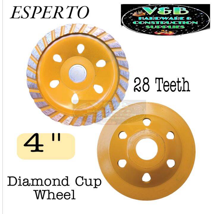 Diamond Cup Wheel Disc Heavy Duty 4"28T Esperto (1pc) By V&B | Lazada PH
