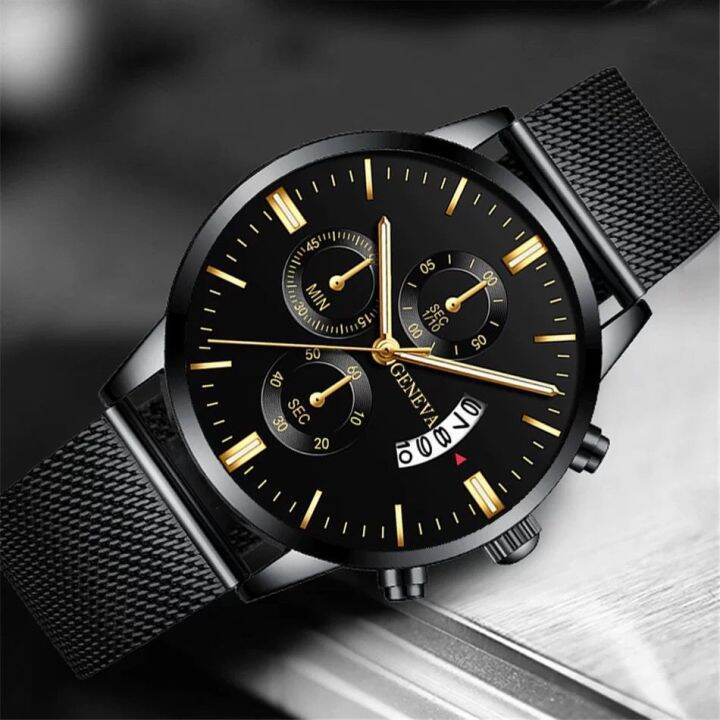 Relo Men's Business Quartz Watch Fashion Fake Three-Eye Six-Pin ...