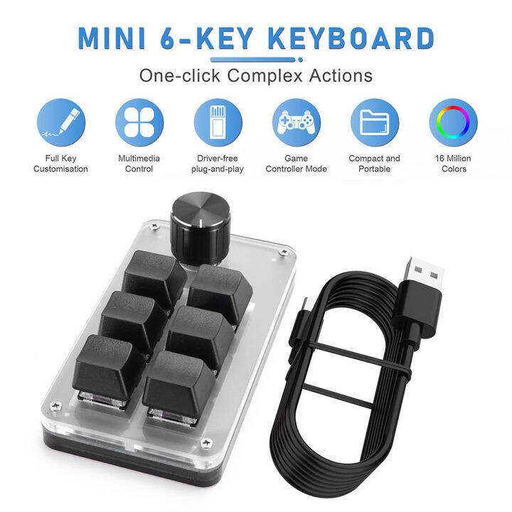 Macro Custom Keyboard Knob 6 Key + 1 Knob Programmable Hotswap ... Macro Custom Keyboard Knob 6 Key + 1 Knob Programmable Hotswap ...