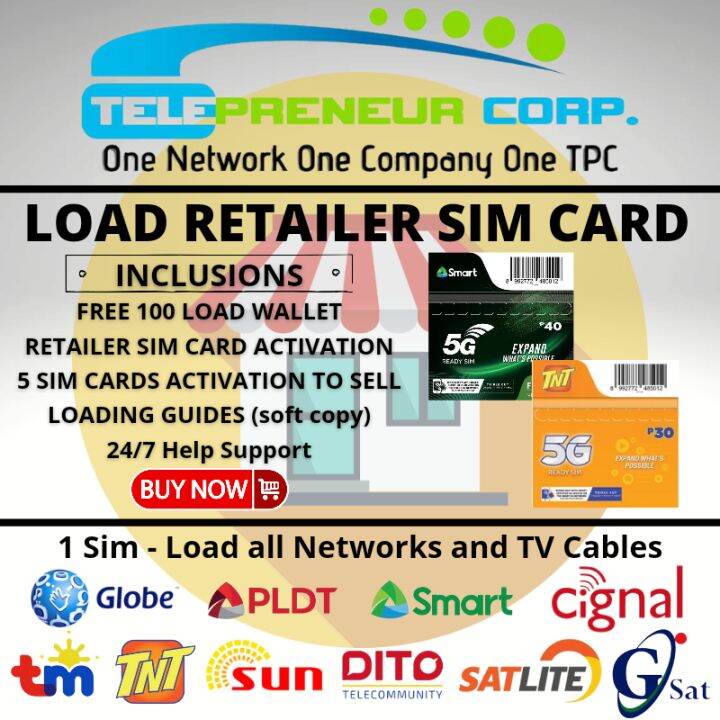 SMART/TNT LOAD RETAILER SIM CARD with free 100 load wallet, 1-SIM can ...