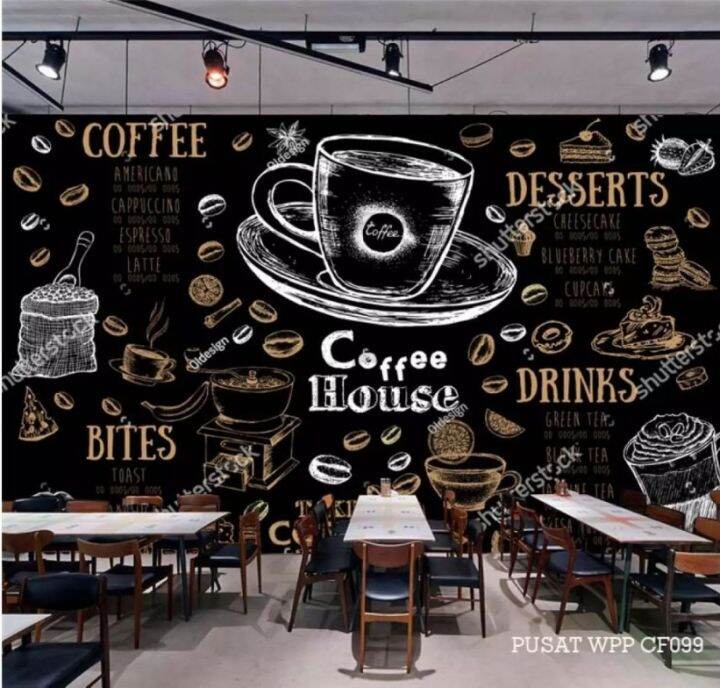 PROMO WALLPAPER CAFE COFFESHOP 3D - WALLPAPER KEDAI KOPI 3D | Lazada ...