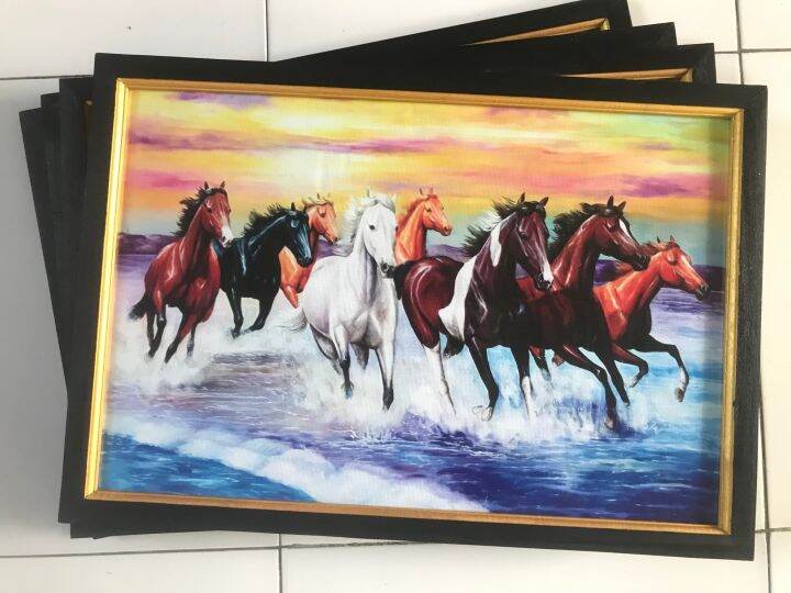 Hiasan Dinding Gambar Cetak Lukisan Kuda Berlari plus Bingkai uk:45cm x ...
