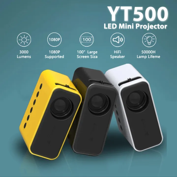 EXCELLIFE YT500 1080PHD Mini Projector LED Portable Video Projector ...