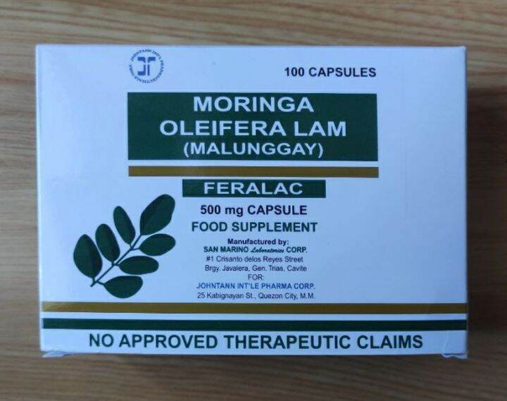 Feralac 500mg Moringa Oleifera Lam Malunggay FOOD SUPPLEMENT (100s ...