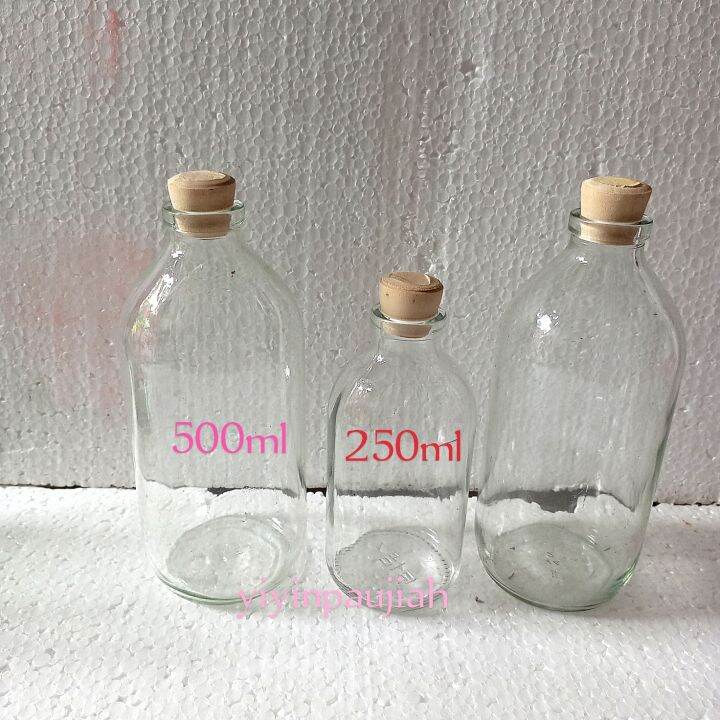 Botol asi/botol infus+tutup kayu 250ml/500ml/botol kaca/wadah serbaguna ...