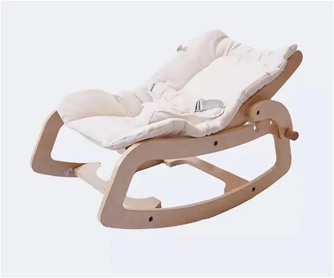 Adjustable Wooden Baby Bouncer Rocking Chair with Removable Cushion ...