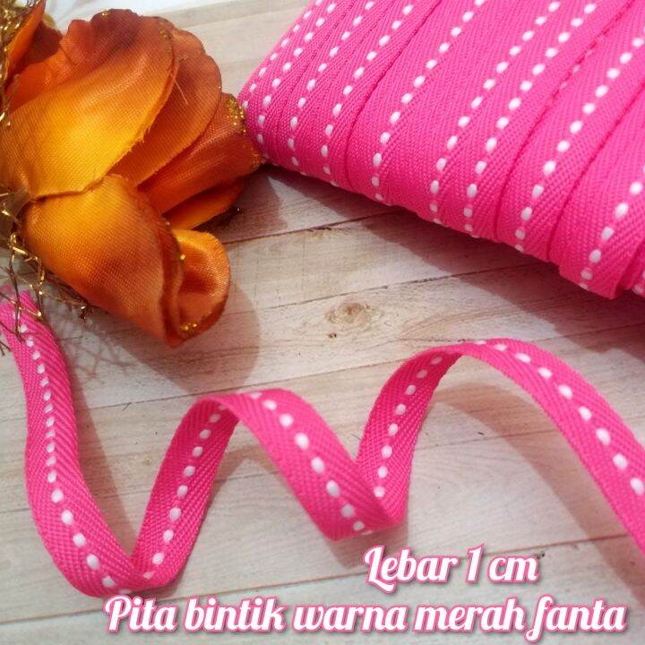 per 5 meter,pita bintik warna merah fanta lebar 1 cm | Lazada Indonesia