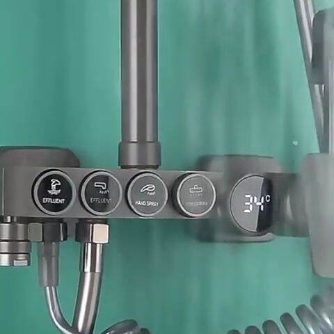QUITE Grey Digital Shower Faucet Set Bathroom Hot Cold Mixer ...
