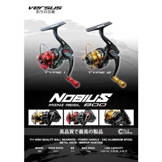 REEL VERSUS NOBIUS 800. Reel UltraLight UL. Katrol Udang Kolam Sungai ...