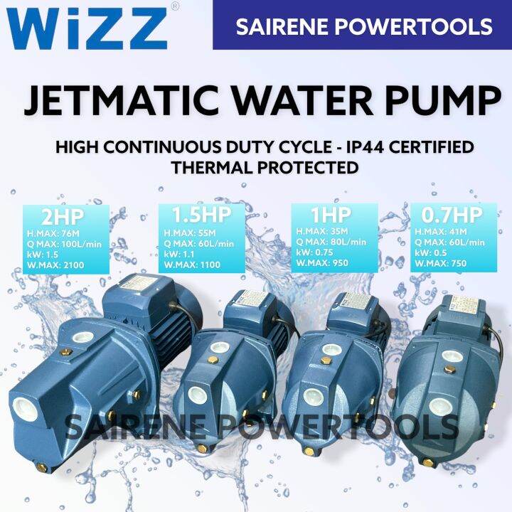 1.5Hp Jetmatic Booster waterpump WJSW/15M 100% BRASS impeller Wizz ...
