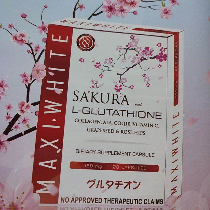 MAXIWHITE Sakura L-Glutathione with collagen, ALA, COQ10, Vitamin C and ...