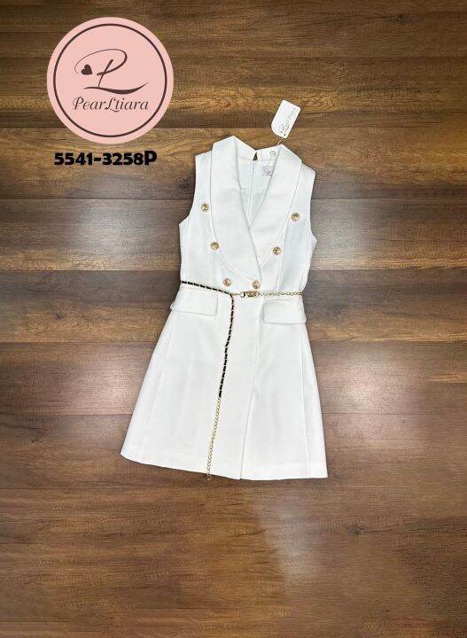 เดรสสีขาวทรงสูทงานป้าย Pearl tiala (เพริล์ เทียล่า)สวยหรูหรา สวยผู้ดี ...