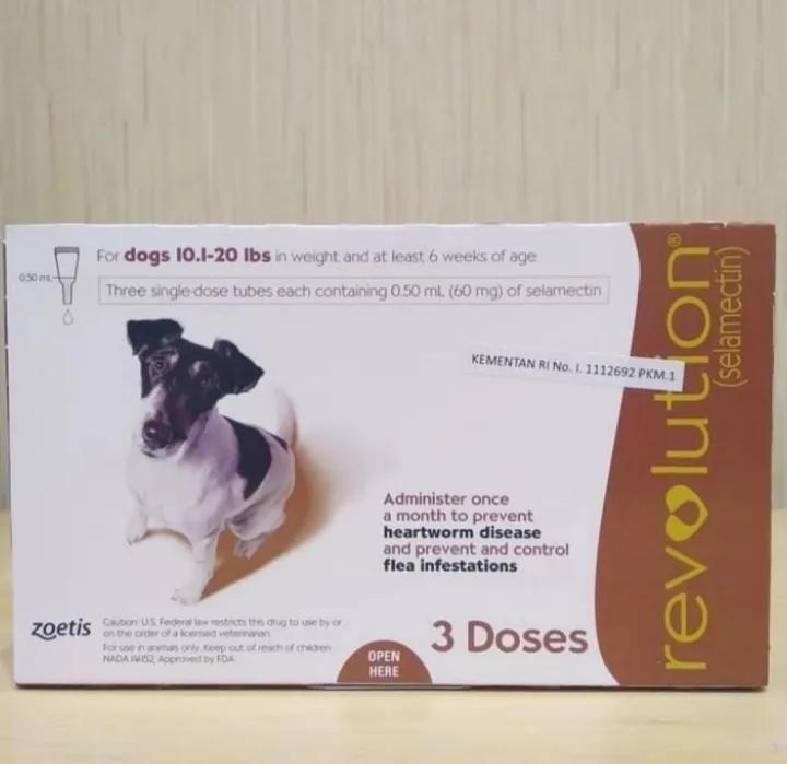 1 TUBE REVOLUTION DOG ( BERAT 4 KG - 8 KG) OBAT TETES KUTU ANJING MINI ...