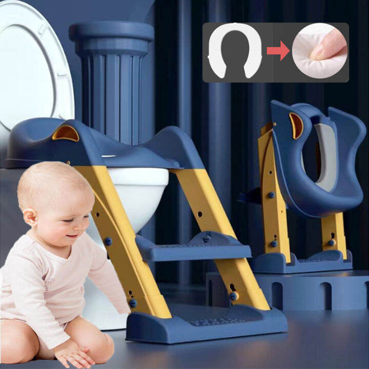 Folding Baby Toilet With Ladder Boys And Girls' Toilet Frame Step Kids ...