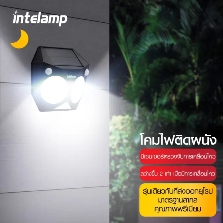 intelamp โคมไฟ ไฟติดผนังโซล่าเซลล์ รุ่น Big Eyes ไม่ต้องเจาะผนัง ไฟโซล่าเซลล์ หลอด LED ใช้ ...