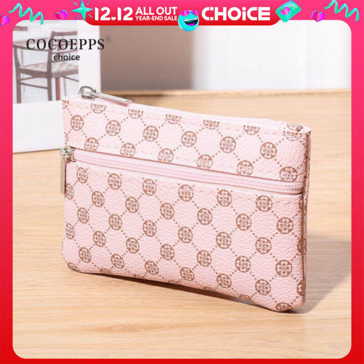 COCOEPPS Dompet Koin ดอกไม้ซิปคู่สีเงิน,กระเป๋าเก็บของสำหรับเปลี่ยนเหรียญกระเป๋าถือของผู้หญิง ...