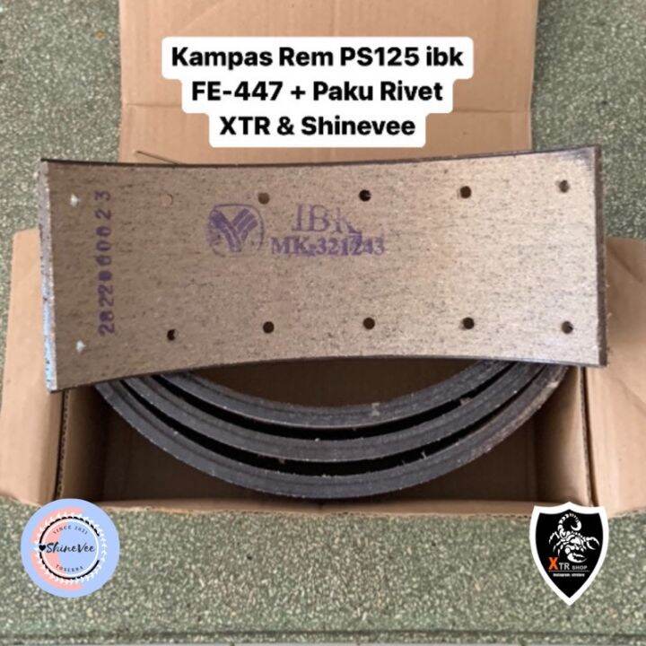 Kampas Rem PS125 IBK FE-447 + Paku kampas Rivet Brake Linning Canter ...