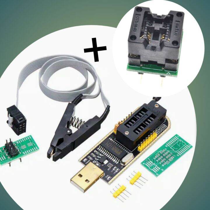 CH341a usb programer lengkap dengan jepit eeprom downloader + socket ...