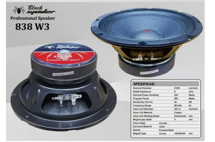 SPEAKER 8 INCH BLACK SPIDER SPIKER 838 W3 ORIGINAL | Lazada Indonesia