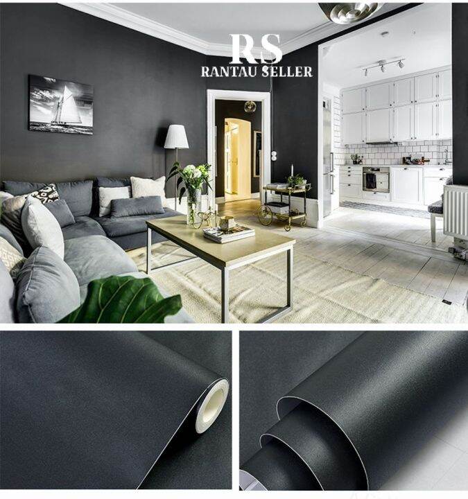 Wallpaper Sticker Dinding Polos Stiker Tembok kamar Ruang Tamu Pelapis ...