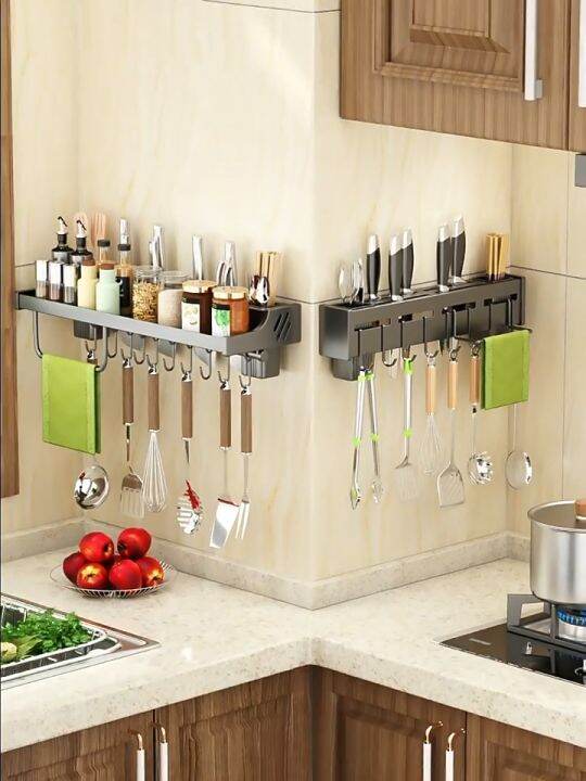 Nipiin Stainless Steel Multi-function Knife Rack Spice Storage Holder ...