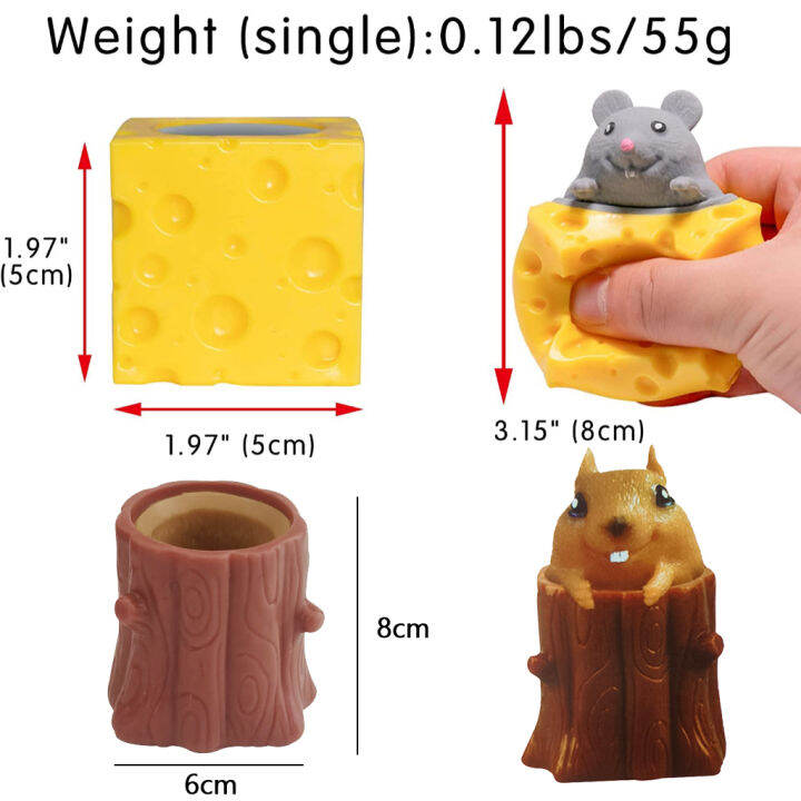 Protree Cute Squishy Toys Cheese Mouse Toys Funny Rat Cup Squeeze Cup ...